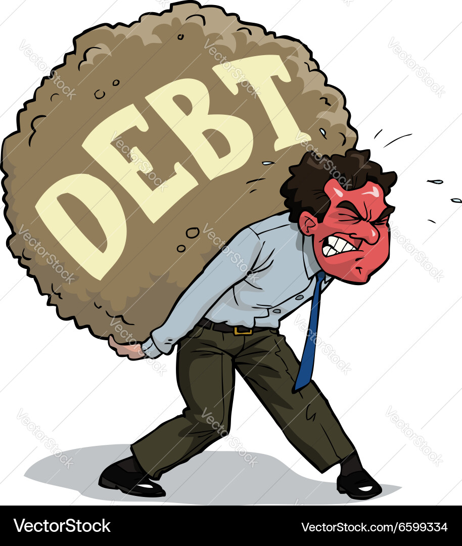 A man with debt Royalty Free Vector Image - VectorStock