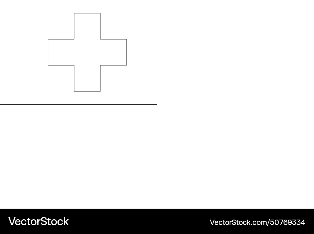 Black outline flag of tonga Royalty Free Vector Image