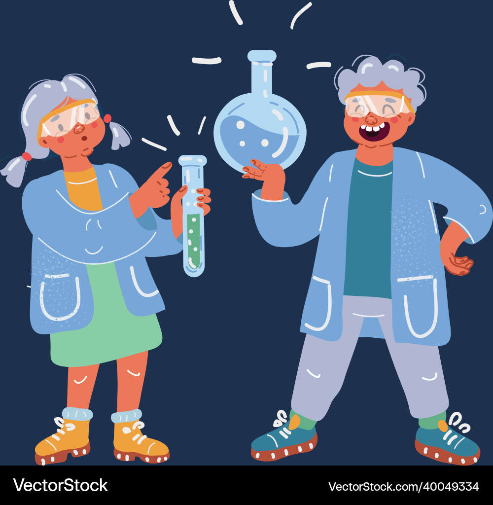 Colorful of kids making a science Royalty Free Vector Image