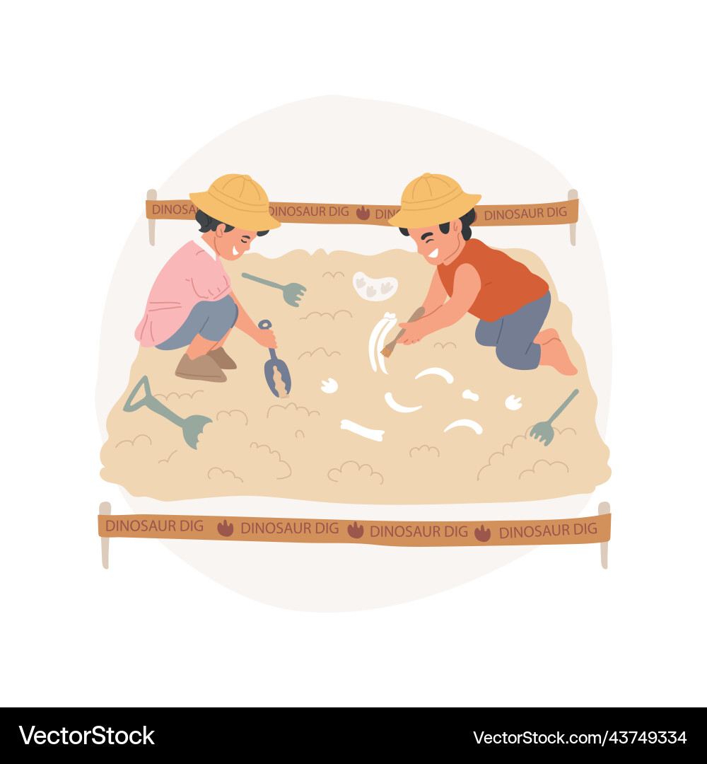 Dinosaur excavation site isolated cartoon Vector Image