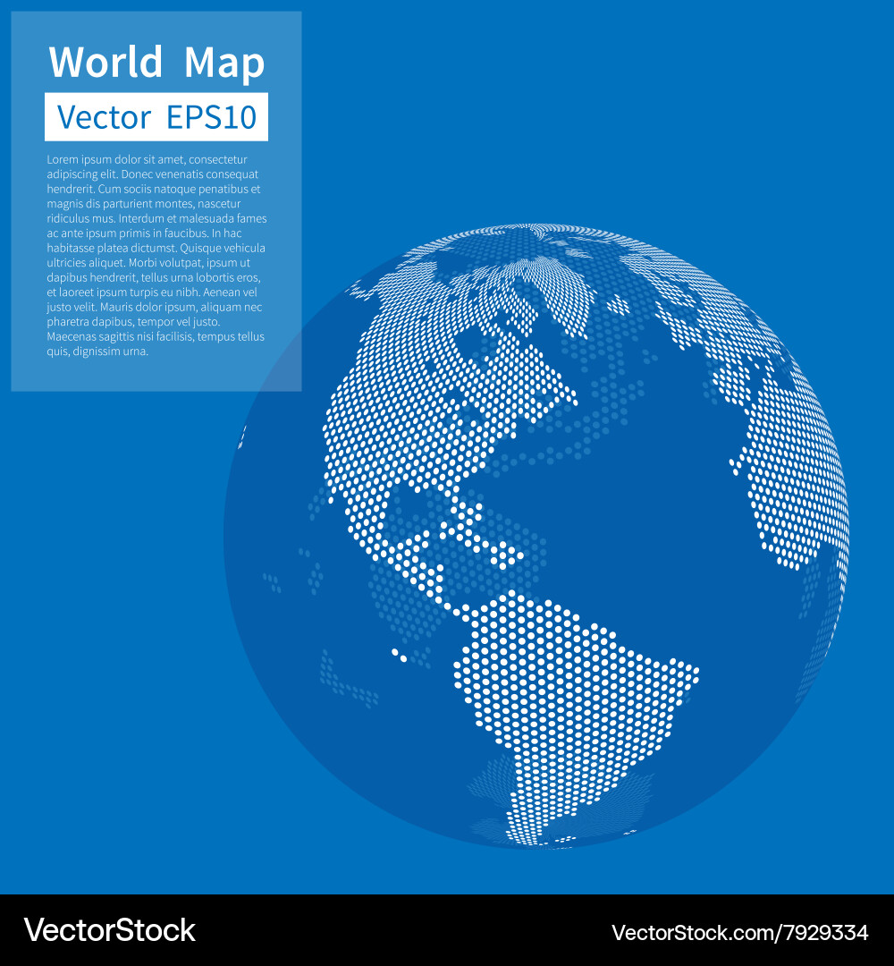 Dotted world map background earth globe Royalty Free Vector