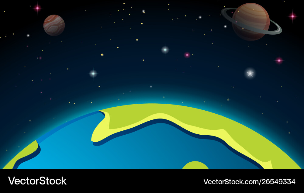 Earth in space scene Royalty Free Vector Image