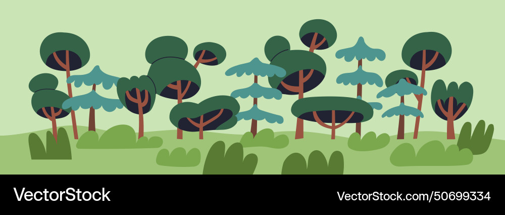 Forest landscape trees and shrubs spring nature Vector Image