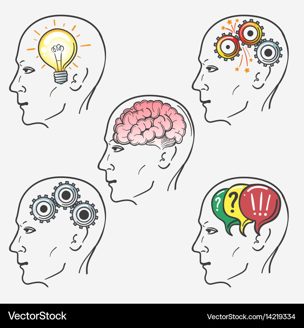 Human brain thinking process set Royalty Free Vector Image