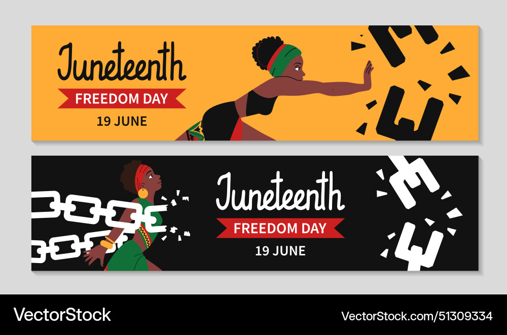 Juneteenth billboard set horizontal greeting Vector Image