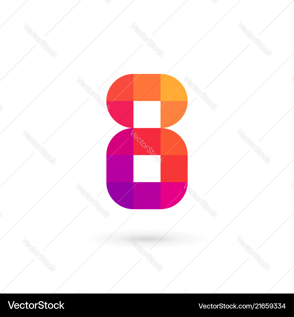 Number 8 mosaic logo icon design template elements
