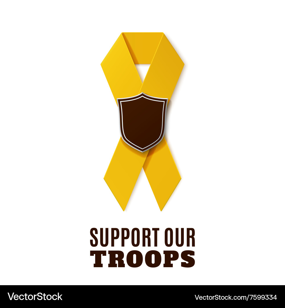 Support our troops yellow ribbon Royalty Free Vector Image