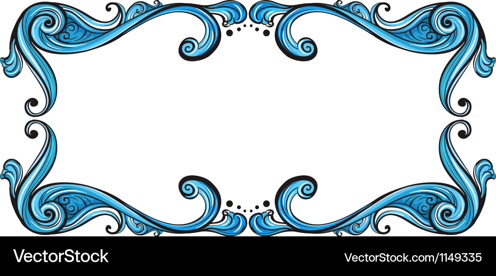 Aqua Border Frame - Elegant Curl Royalty Free Vector Image