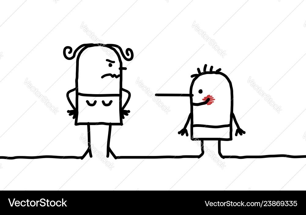 Cartoon characters - lying kid mother Royalty Free Vector