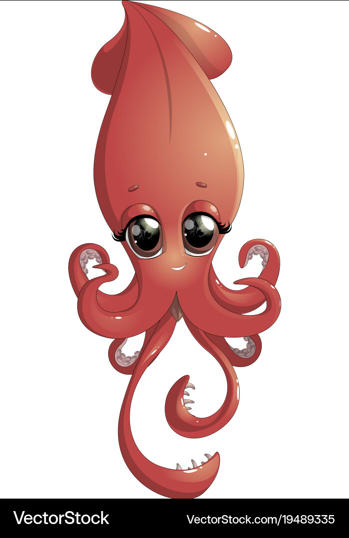 Cartoon cheerful squid Royalty Free Vector Image