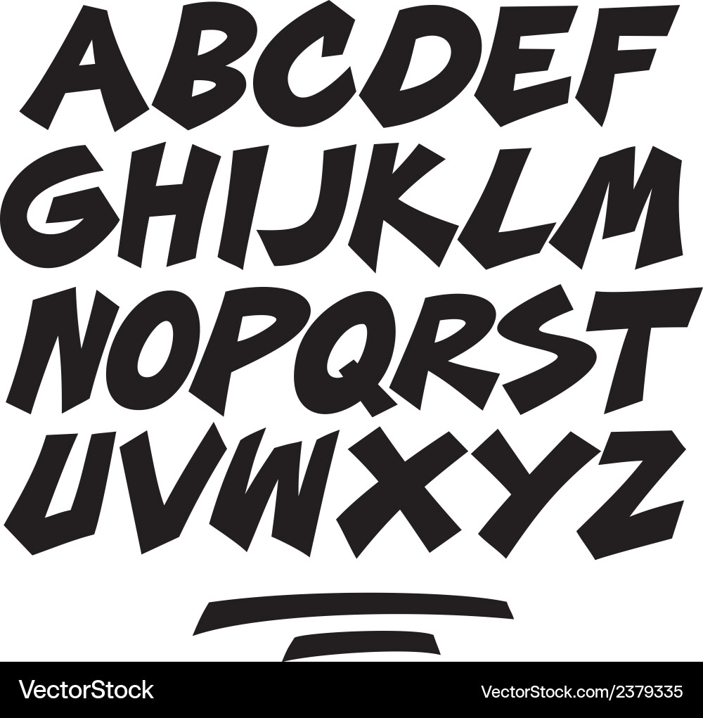 Cartoon comic graffiti doodle font alphabet Vector Image