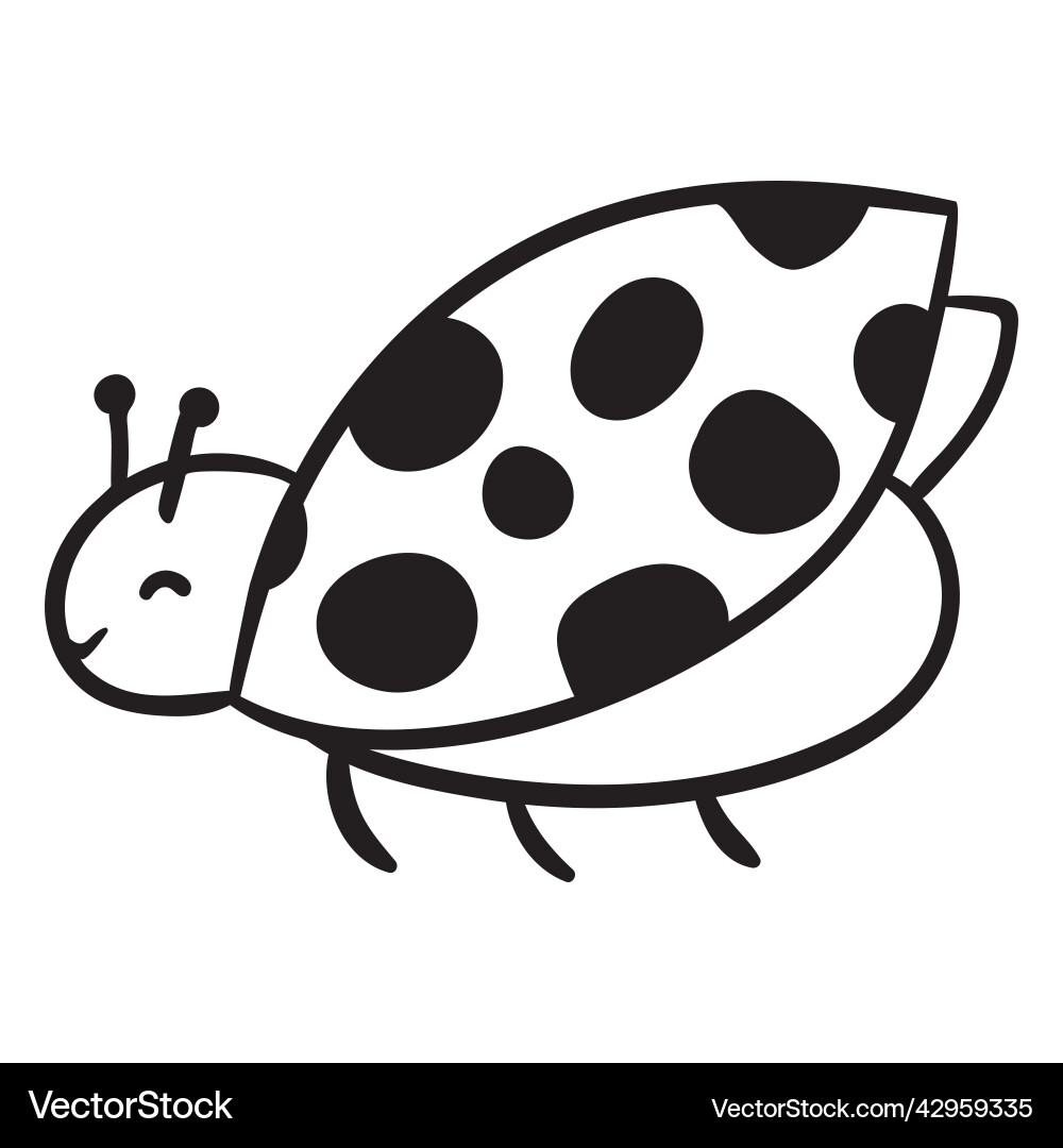 Cute ladybug flying outline high quality Vector Image