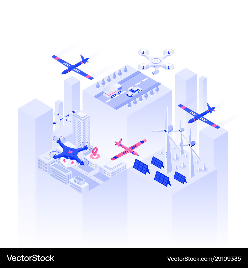 Isometric Drone Technology Concept Royalty Free Vector Image