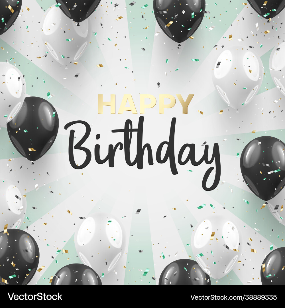 Realistic happy birthday greeting card Royalty Free Vector