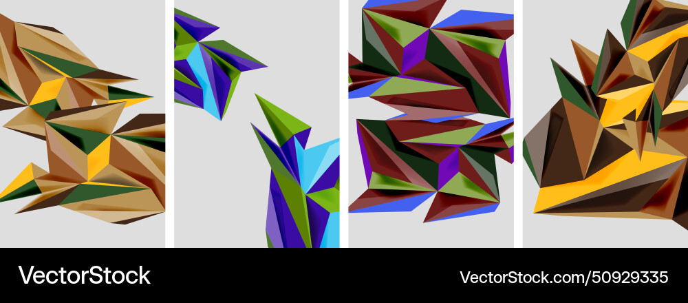 Set of mosaic triangle pattern abstract posters Vector Image