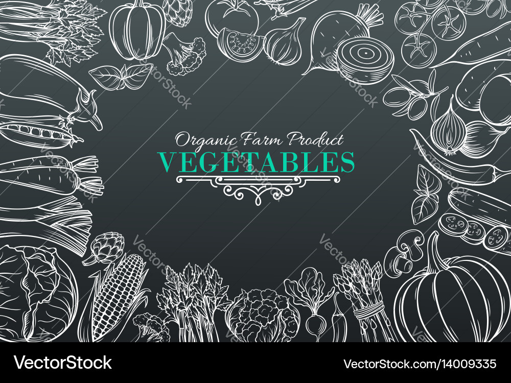 Template with hand drawn vegetables Royalty Free Vector