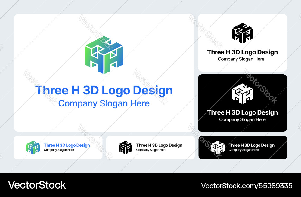 Three h 3d logo design - triple Royalty Free Vector Image