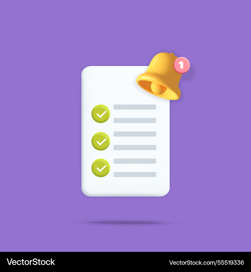 3d task management to do check list with reminder Vector Image