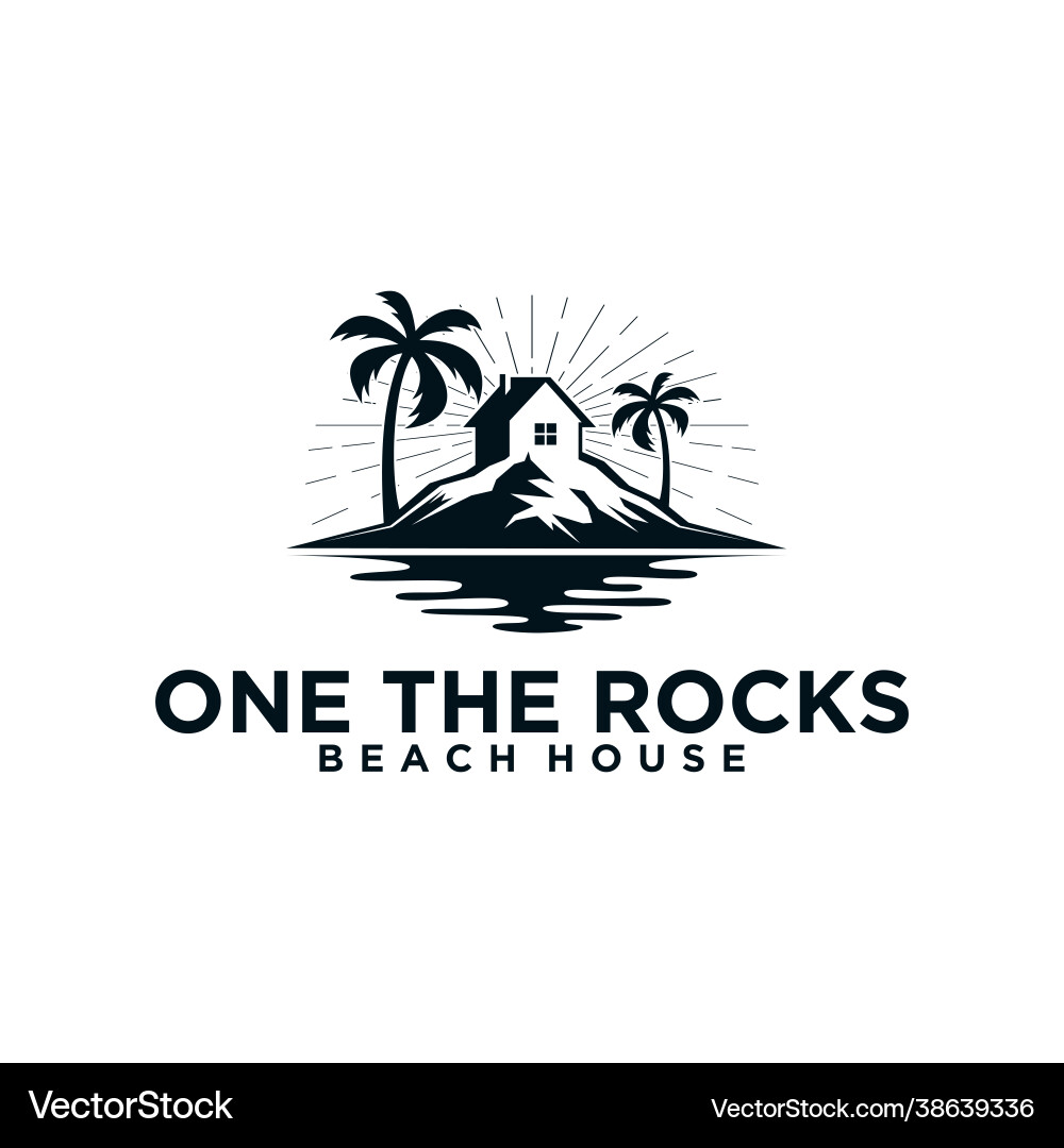 Beachfront Vacation Home Logo Royalty Free Vector Image