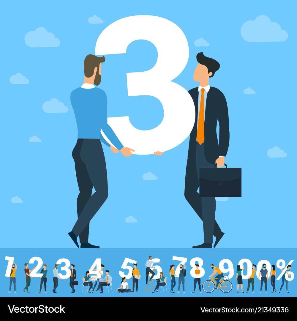 Big three number Royalty Free Vector Image - VectorStock