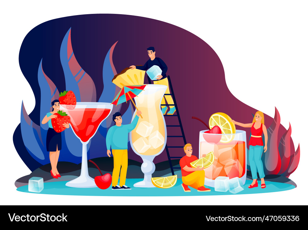 Cocktails making people Royalty Free Vector Image