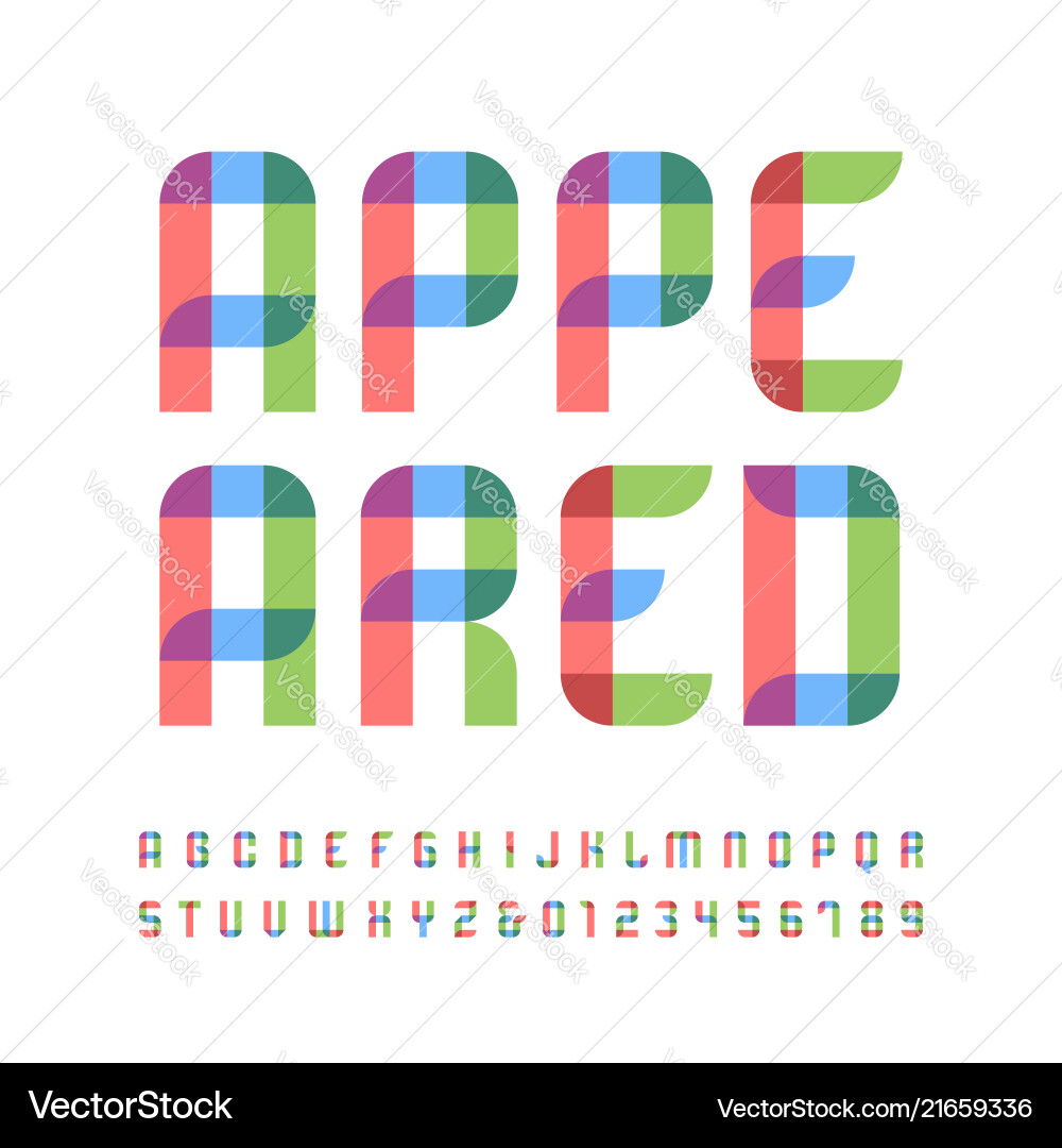 Color font alphabet with overlay effect letters Vector Image