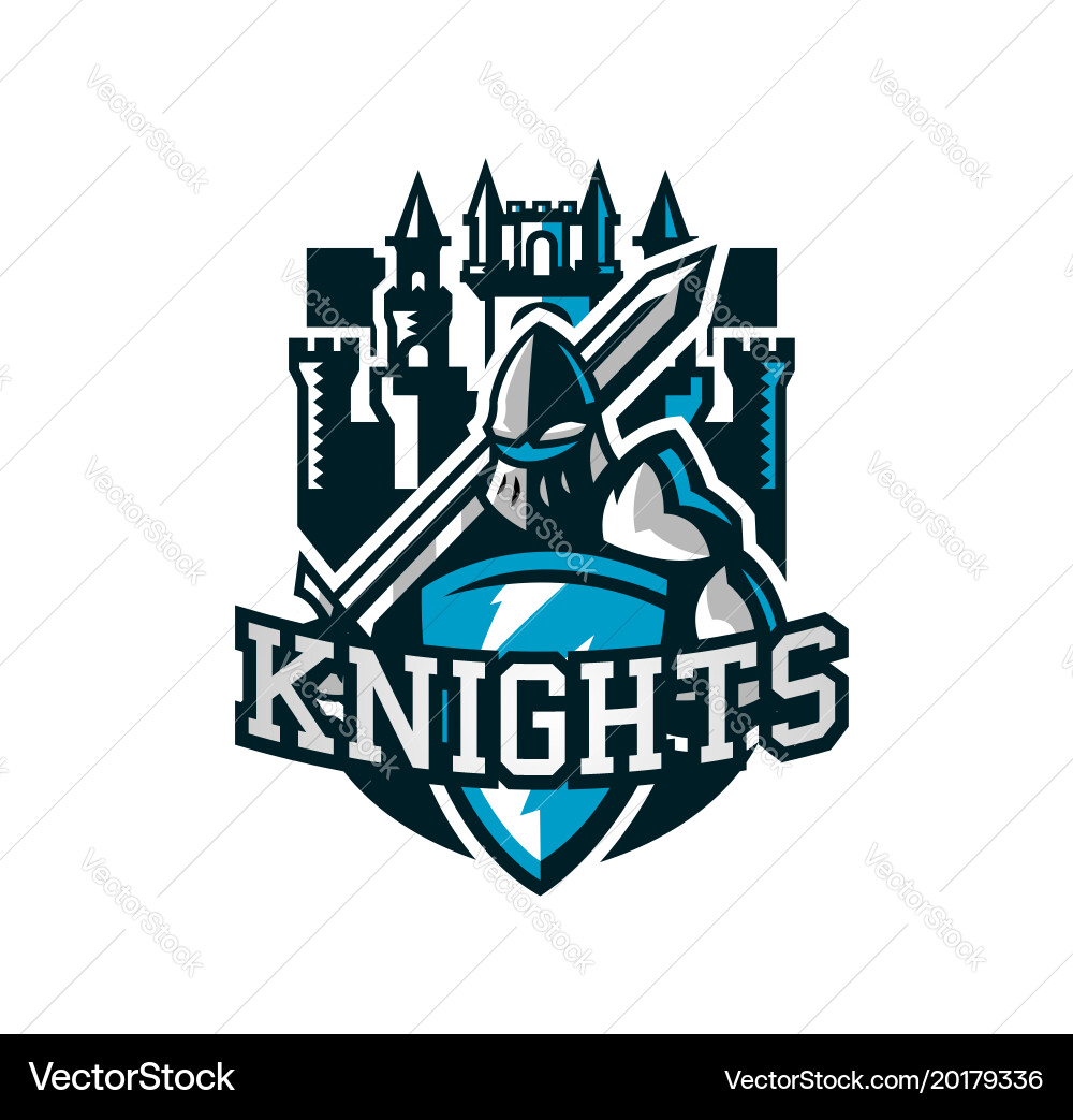 Colorful logo knight s emblem in iron armor Vector Image
