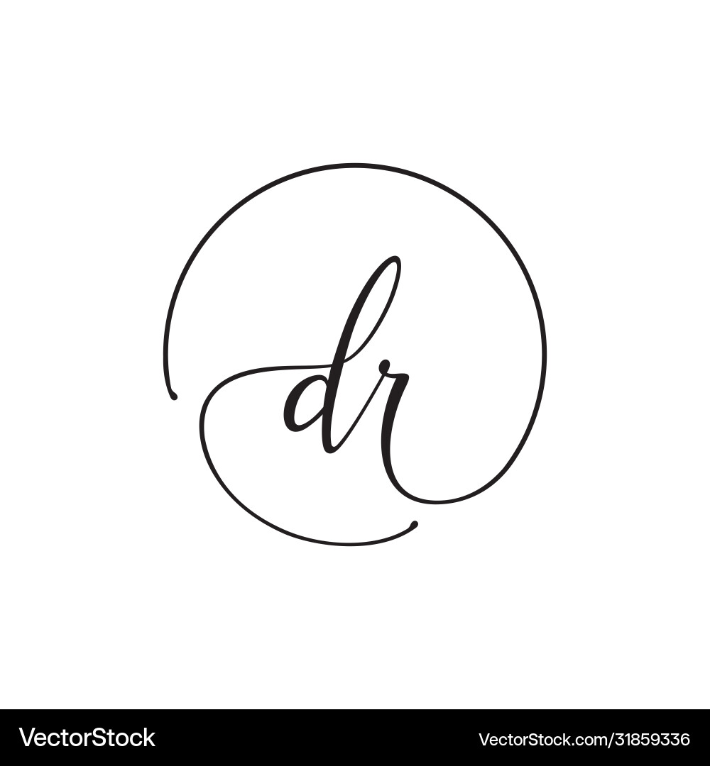 D r lowercase letter handwriting circle logo Vector Image