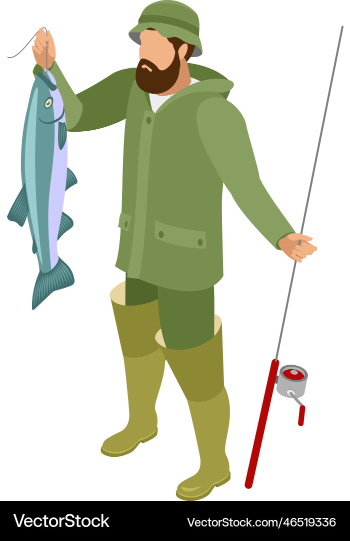 Fisherman isometric Royalty Free Vector Image - VectorStock