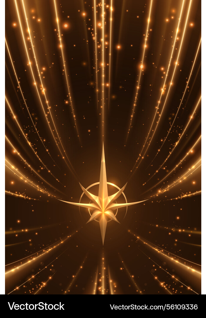 Golden Star Burst with Light Trails Royalty Free Vector