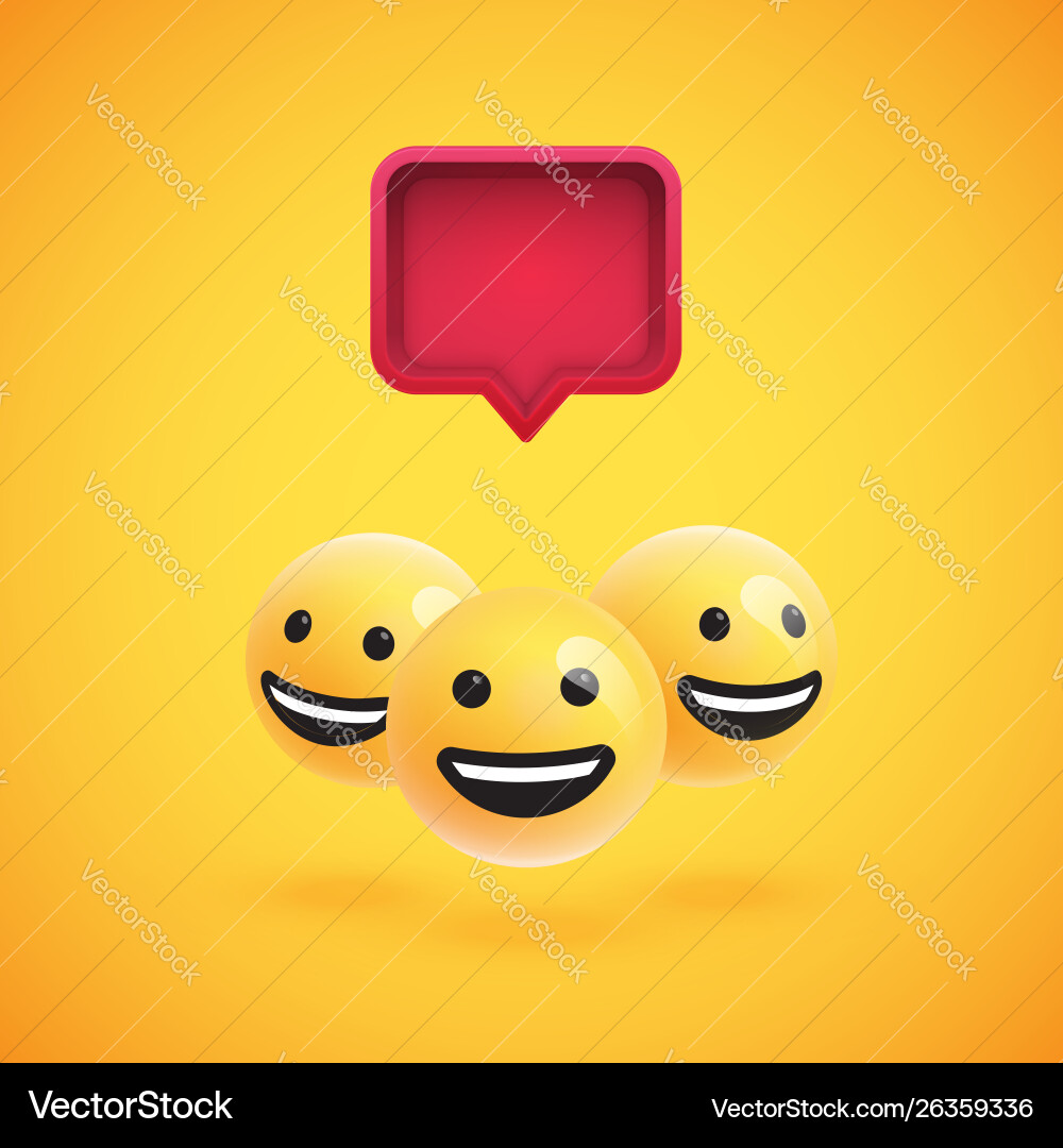 Group high detailed yellow emoticons with a 3d Vector Image