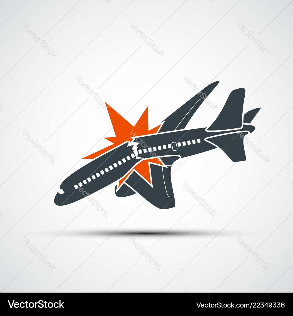 Icon plane crash terrorist act in the air Vector Image