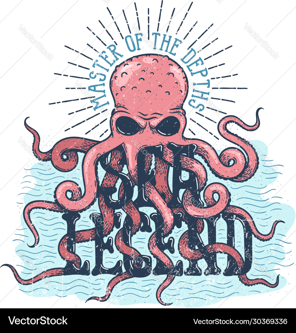 Kraken Master of the Depths Royalty Free Vector Image