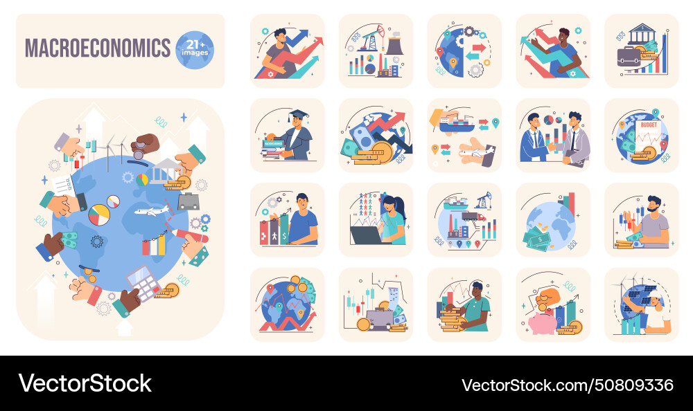 Macroeconomics flat composition Royalty Free Vector Image
