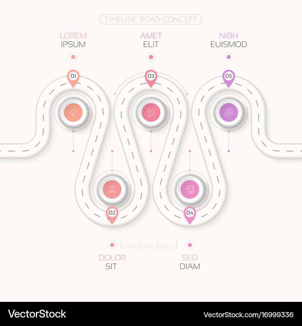 Navigation map infographic 5 steps timeline Vector Image