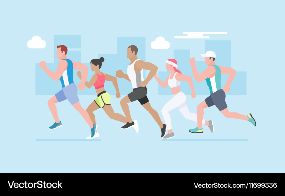 Running marathon Royalty Free Vector Image - VectorStock
