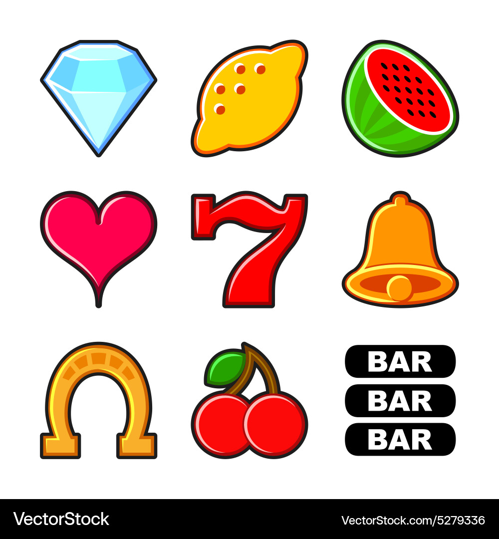 Slot Machine Icons Collection Royalty Free Vector Image