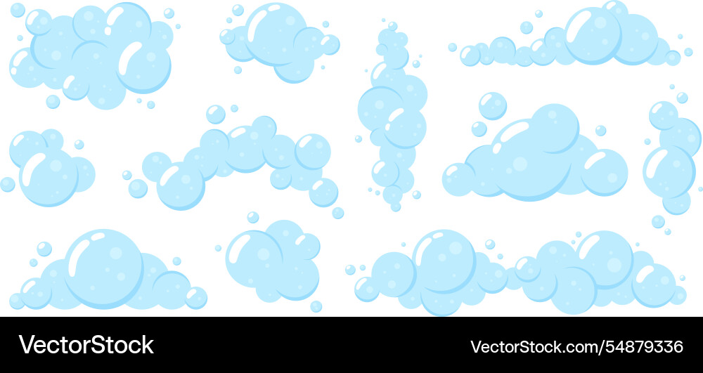 Soap foam cartoon elements blue bubbles Royalty Free Vector