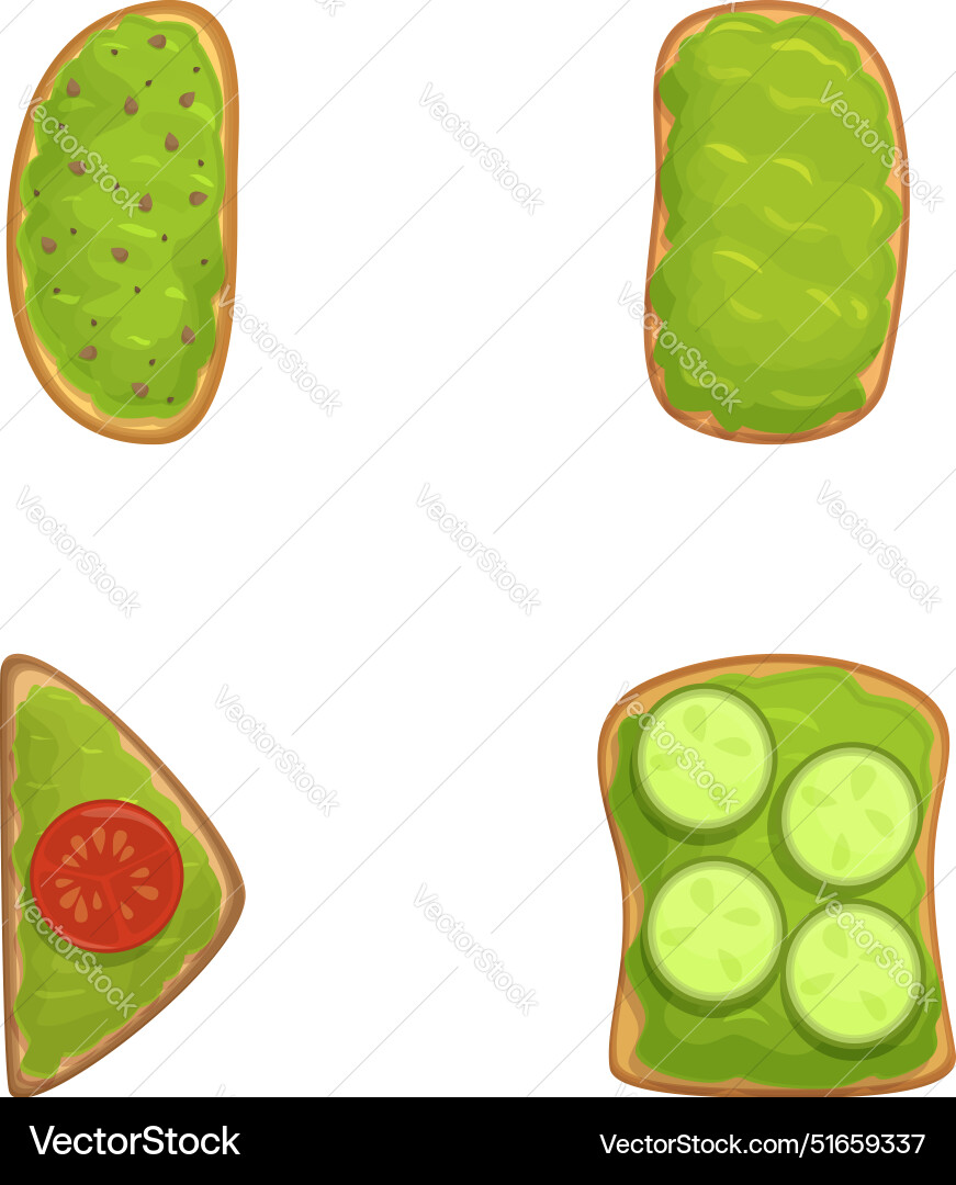 Assorted cartoon toast toppings Royalty Free Vector Image