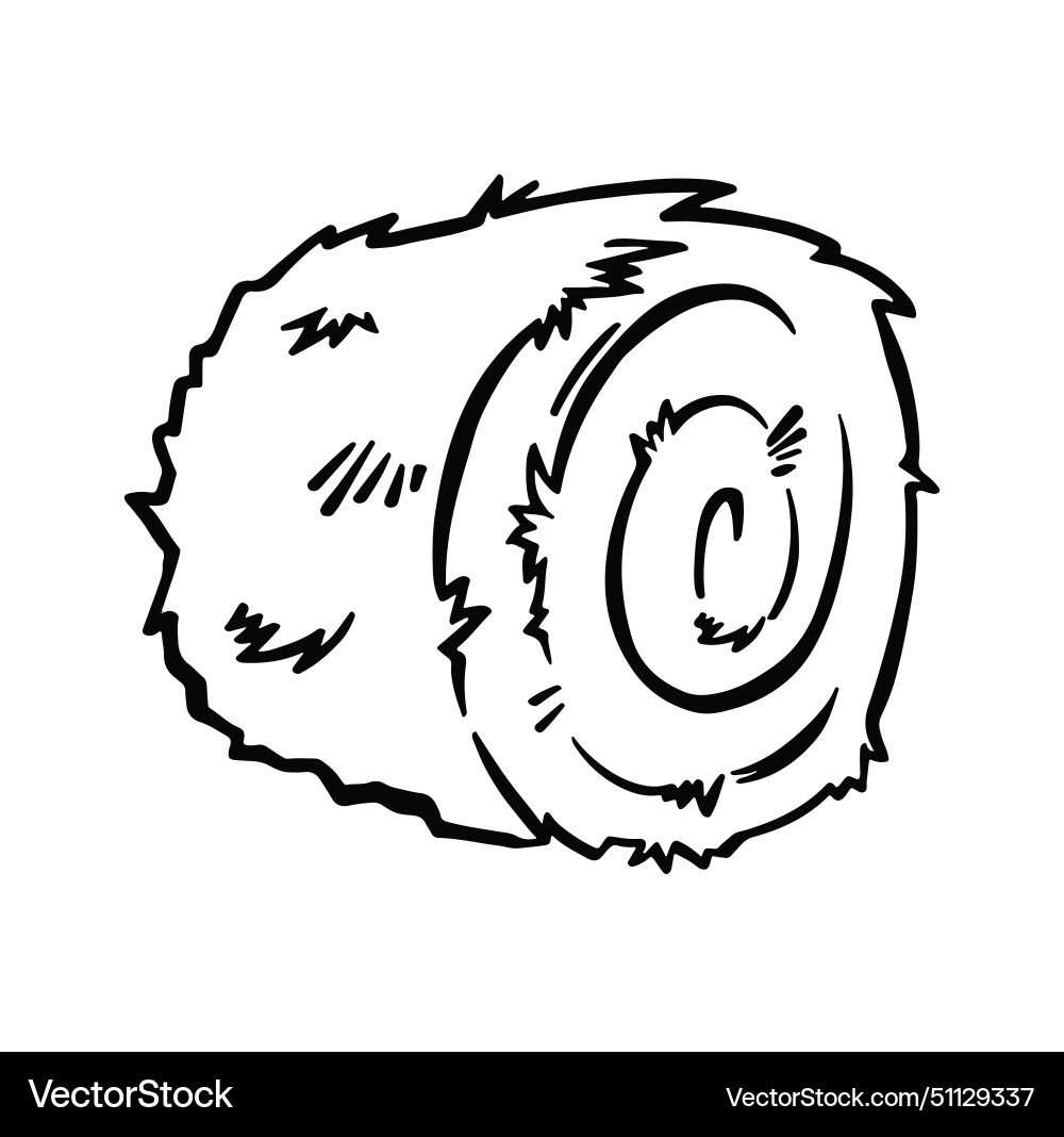 Baled hay line outline symbol Royalty Free Vector Image