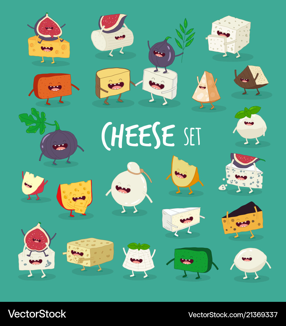Cheese set Royalty Free Vector Image - VectorStock