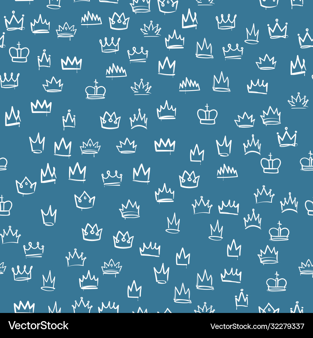 Crowns seamless pattern hand drawn texture Vector Image