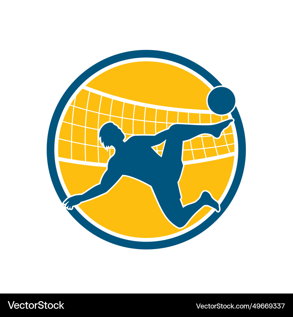 Footvolley player kicking the ball inside circle Vector Image