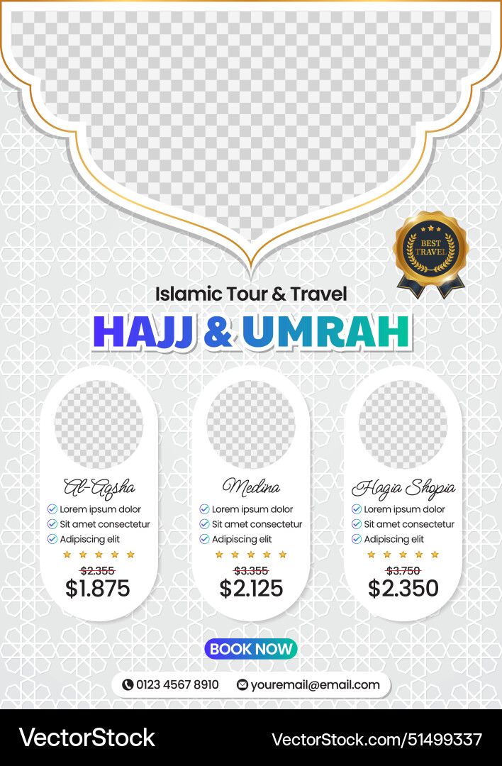 Hajj umrah flyer brochure with elegant minimalist Vector Image