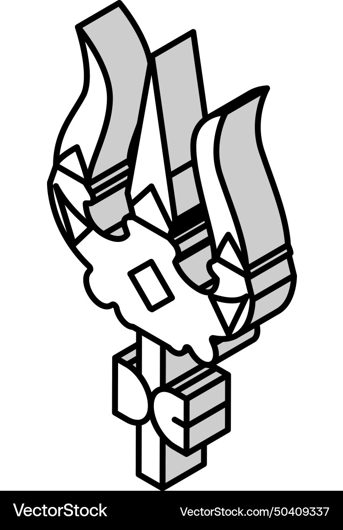 Shiva trident trishul isometric icon Royalty Free Vector