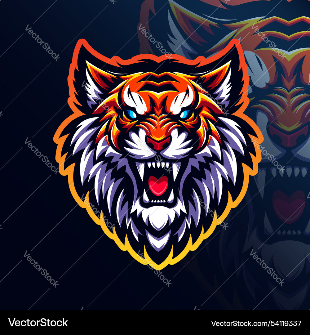 Tiger mascot esport v1 Royalty Free Vector Image