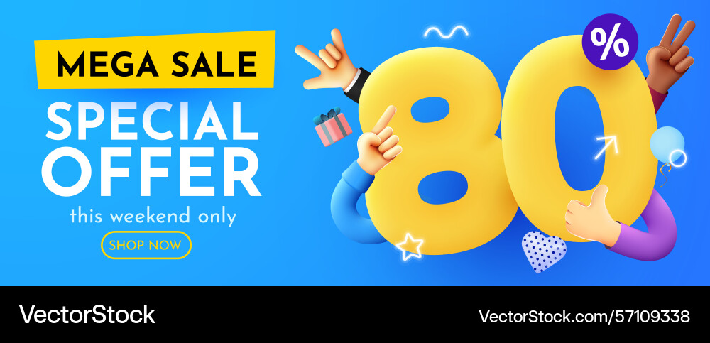 80 percent off discount creative composition Vector Image