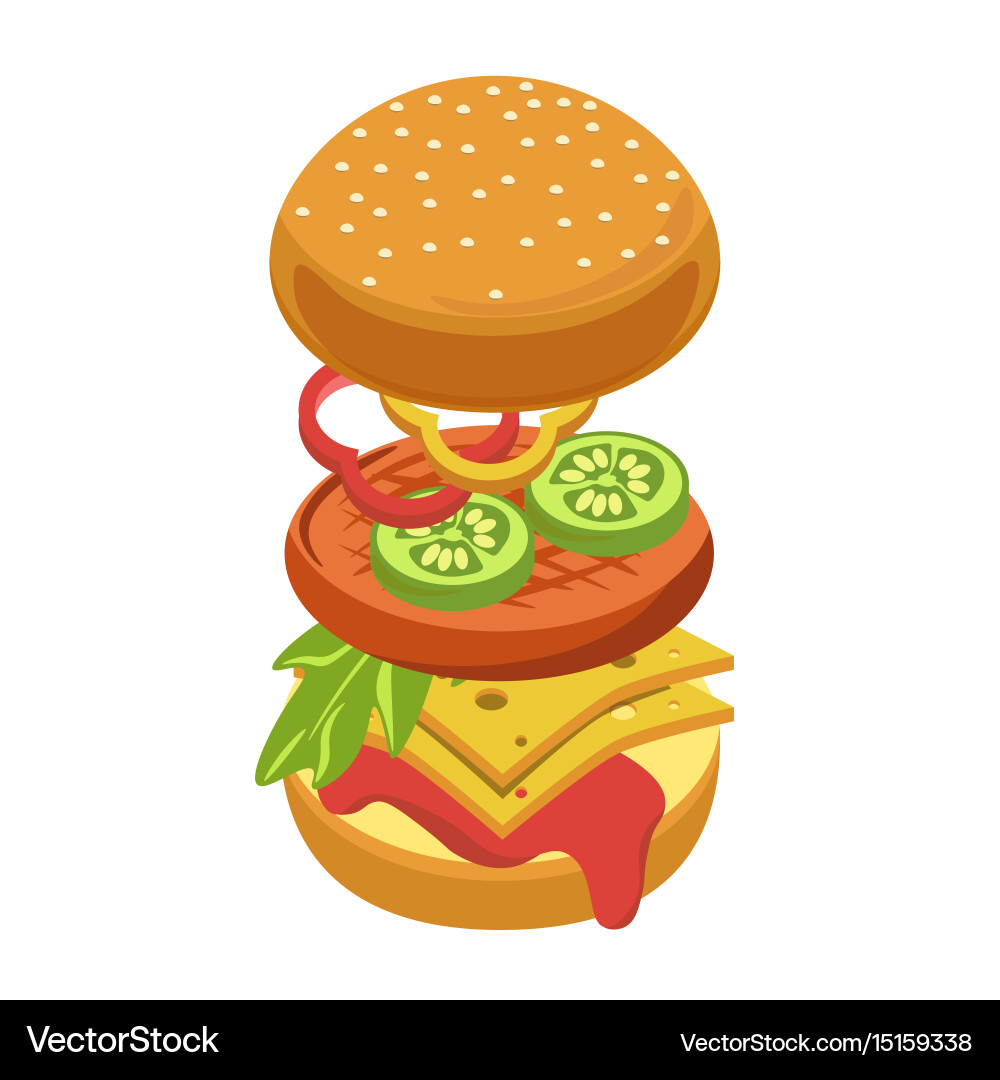Burger Layer Construction Royalty Free Vector Image