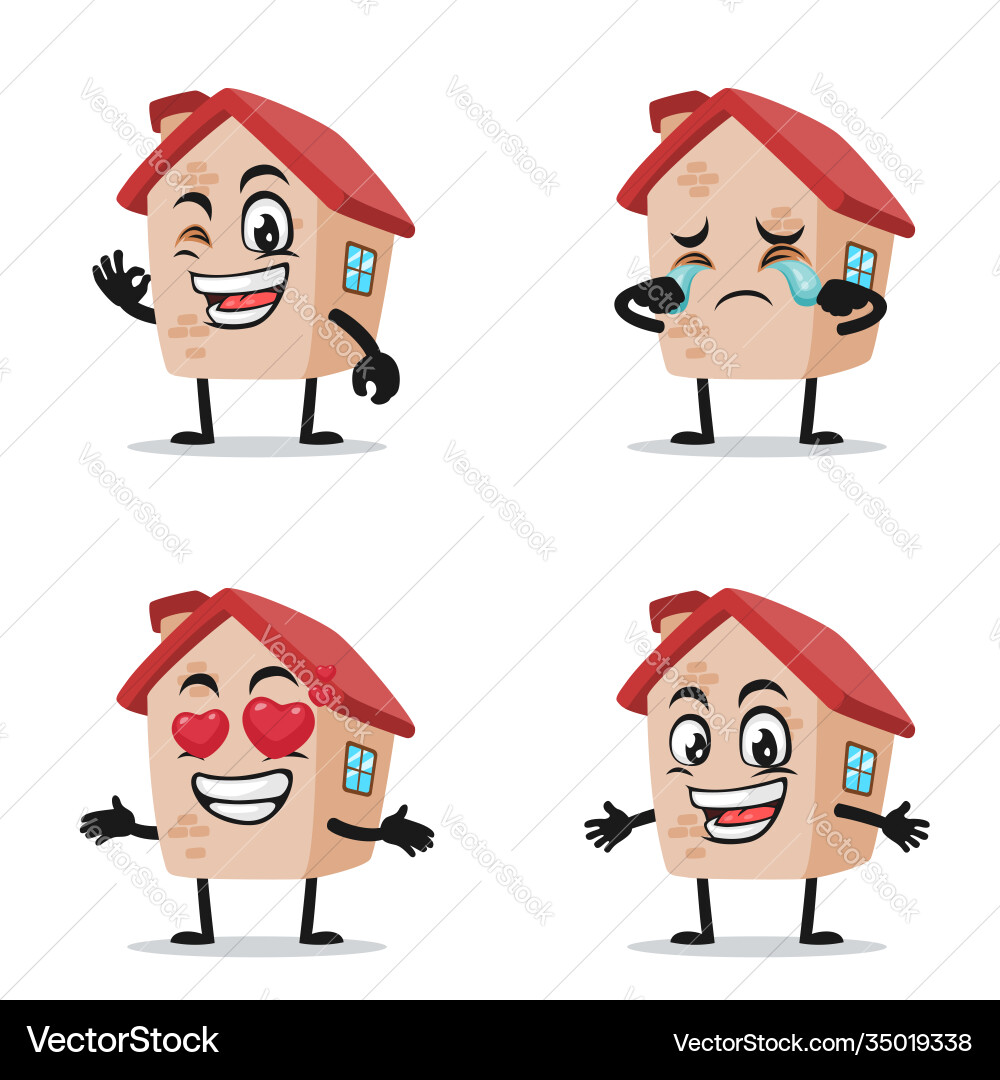 Cheerful House Characters Royalty Free Vector Image
