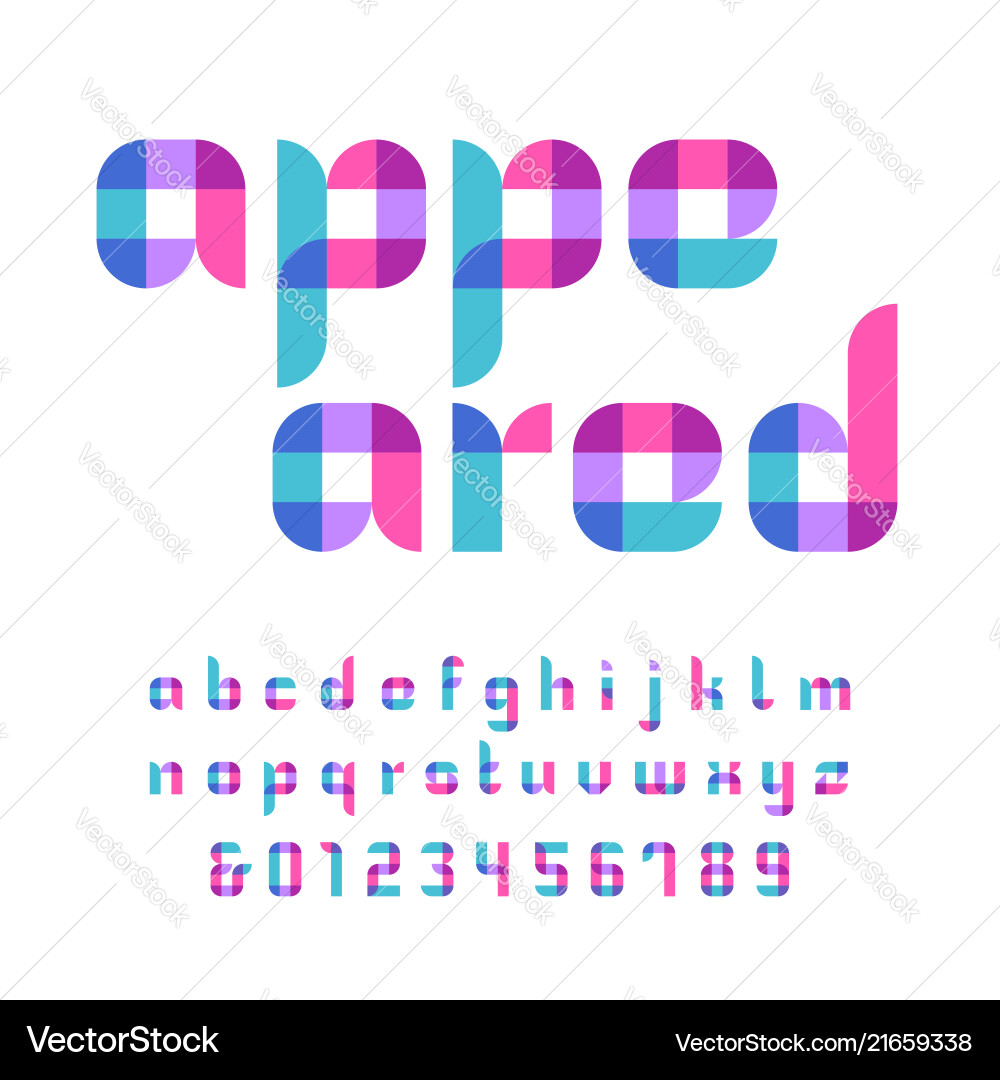 Color font alphabet with overlay effect letters Vector Image
